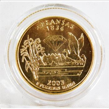 2003-P 24K Gold Layered Arkansas State Commemorative Quarter*In ...