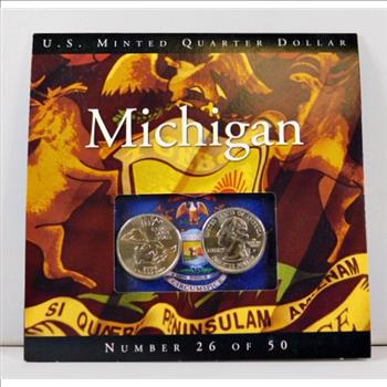 2004-D & P Michigan State Commemorative Quarters-Uncirculated in Tri ...