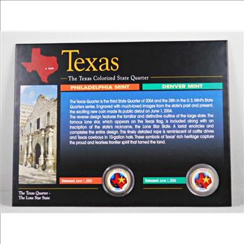 2004-P & D Colorized Texas State Commemorative Quarters*On 6.5" X 8.5 ...