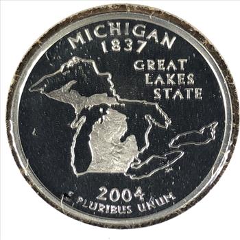2004-S Proof Silver Michigan State Commemorative Washington Quarter ...