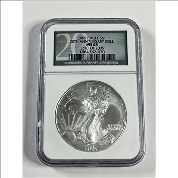 2005 American Silver Eagle*Graded MS68 by NGC*#1270 of 2005*20th ...
