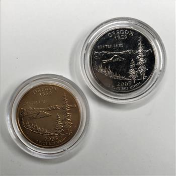 2005 Gold and Platinum Layered Oregon State Quarters | Property Room