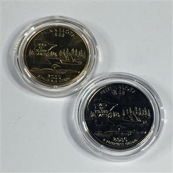 2005-P & D Minnesota States Commemorative Quarters*P is 24K Gold ...