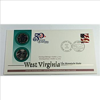 2005-P & D West Virginia State Commemorative Quarters with Stamp on ...