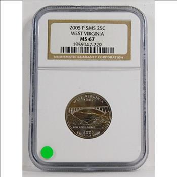 2005-P SMS West Virginia State Commemorative Quarter*Graded MS67 by NGC ...