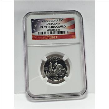 2005-S Proof Silver California State Commemorative Washington Quarter ...
