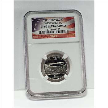 2005-S Proof Silver West Virginia State Commemorative Washington ...