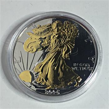 2006 American Silver Eagle*24K Gold Highlights over 1oz .999 Fine ...