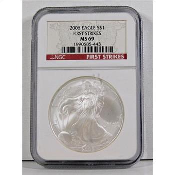 2006 American Silver Eagle*First Strikes*Graded MS69 by NGC*1oz .999 Fine Silver | Property Room
