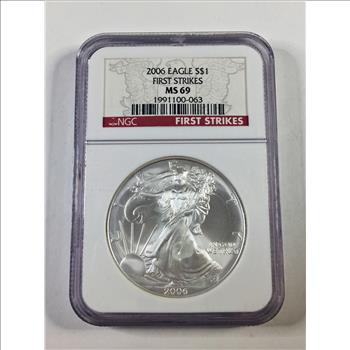 2006 American Silver Eagle*First Strikes*Graded MS69 by NGC*1oz .999 Fine Silver | Property Room