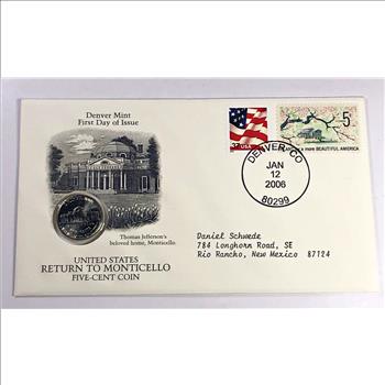 2006-D Return to Monticello Jefferson Nickel Commemorative Plus 37c ...