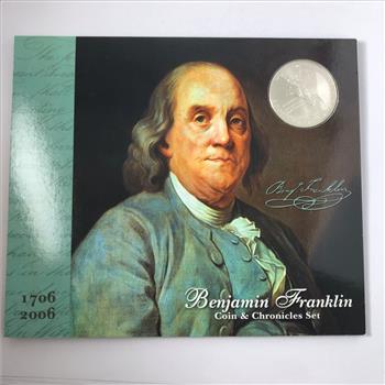 2006-P Ben Franklin Commemorative Silver Dollar, Four Stamps and ...