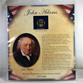 2007 John Adams Presidential Commemorative Dollar*Encased in 9" x 10 ...