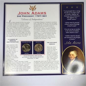 2007 John Adams Presidential Dollar Collection on Informative Display ...