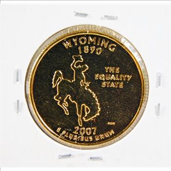 2007-D Wyoming Commemorative Quarter Layered 24K Gold | Property Room