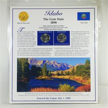 2007-P & D Idaho Commemorative Quarters*Uncirculated Encased in 9" x 10 ...