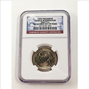 2007-P George Washington Presidential Commemorative Dollar*First Day of ...