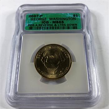 2007-P Pos. A George Washington Presidential Commemorative Dollar*Graded MS65 by ICG | Property Room