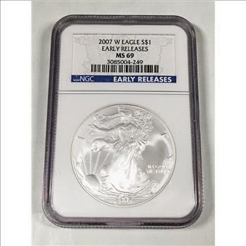 2007-W American Silver Eagle*Early Releases*Graded MS69 by NGC*1oz .999 Fine Silver*Struck at ...
