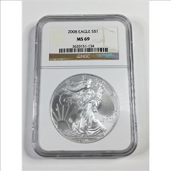 2008 American Silver Eagle*Graded MS69 by NGC*1oz .999 Fine Silver | Property Room
