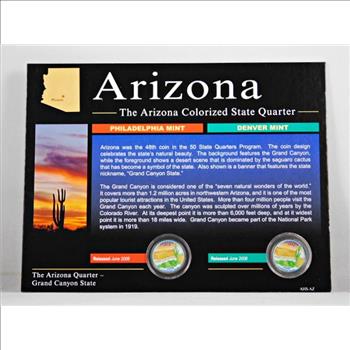 2008-P & D Colorized Arizona State Commemorative Quarters*On 6.5" X 8.5 ...