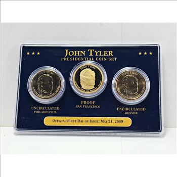 2009 John Tyler Presidential Commemorative $1 Coin Set*First Day of ...