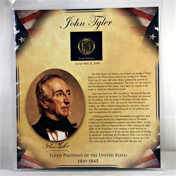 2009 John Tyler Presidential Commemorative Dollar*Encased in 9" x 10 ...