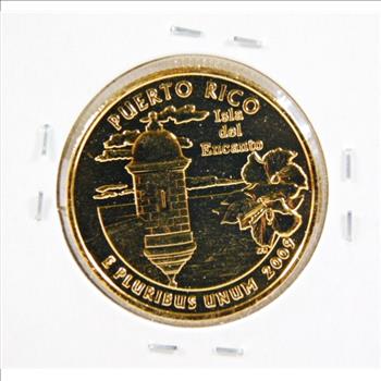 2009-D Puerto Rico Commemorative Quarter Layered 24K Gold | Property Room