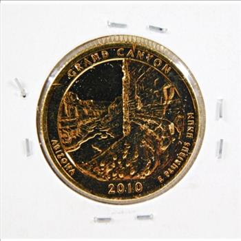 2010-D 24K Gold Layered Grand Canyon, Arizona Commemorative Quarter ...
