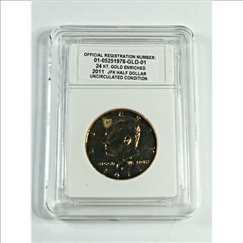2011-P 24K Gold Layered Kennedy Half Dollar*In Custom Holder | Property Room