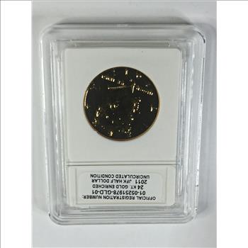 2011-P 24K Gold Layered Kennedy Half Dollar*Proof*In Custom Holder | Property Room