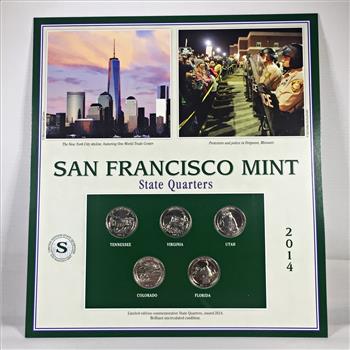 2014 San Francisco Mint State Commemorative Quarters*5 Quarters Encased ...