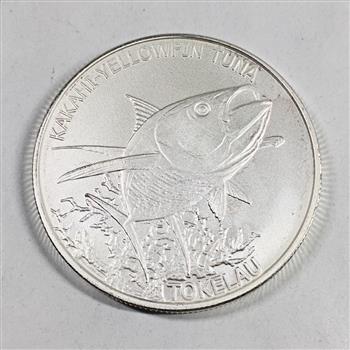 2014 Tokelau $5 Silver Coin*Yellowfin Tuna*1oz .999 Fine Silver ...