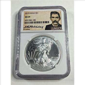 2015 American Silver Eagle*Graded MS69 by NGC*Signature and Portrait of ...