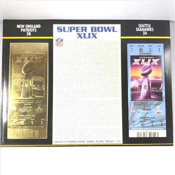 2015 Super Bowl XLIX Gold Foil Ticket Replica*Patriots & Seahawks*On 9 ...