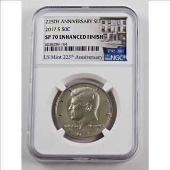 2017-S ENHANCED FINISH Kennedy Half Dollar*Graded SP70 by NGC*225th US Mint Anniversary ...