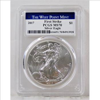 2017-(W) American Silver Eagle*First Strike*Graded MS70 by PCGS*Struck at West Point Mint ...