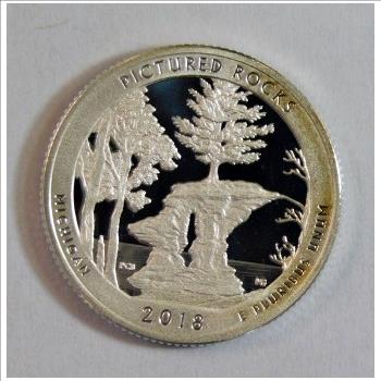 2018-S Proof Silver Pictured Rocks, Michigan Commemorative Quarter*DCAM ...
