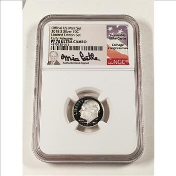 2018-S Proof Silver Roosevelt Dime*Early Releases*Graded PF70 ULTRA ...