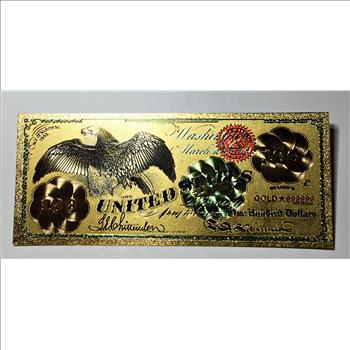 24K Gold Foil 1863 $100 National Bank Note Replica*Large Note in ...