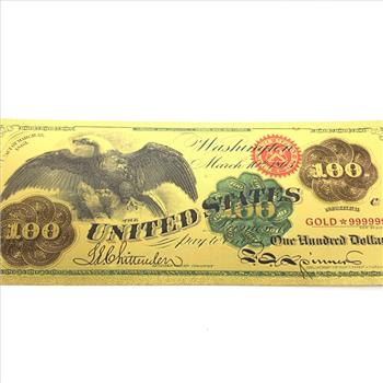 24K Gold Foil 1863 $100 National Bank Note Replica*Large Note in ...