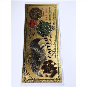 24K Gold Foil 1863 $100 National Bank Note Replica*Large Note in ...