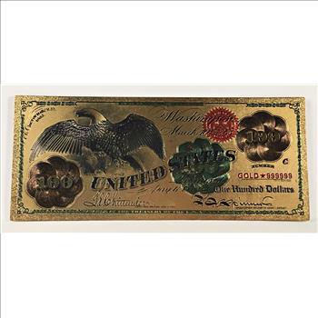 24K Gold Foil 1863 $100 National Bank Note Replica*Large Note in ...