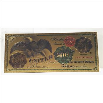 24K Gold Foil 1863 $100 National Bank Note Replica*Large Note in ...
