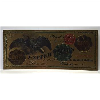 24K Gold Foil 1863 $100 National Bank Note Replica*Large Note in ...