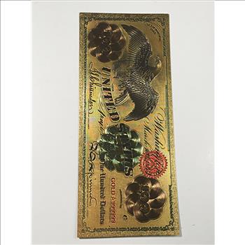 24K Gold Foil 1863 $100 National Bank Note Replica*Large Note in ...