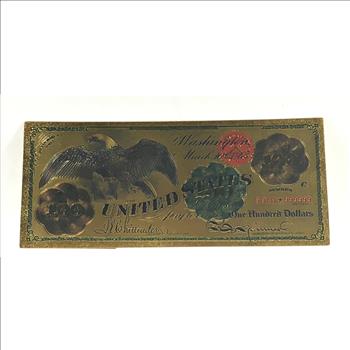 24K Gold Foil 1863 $100 National Bank Note Replica*Large Note in ...