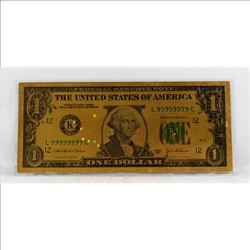 Series of 2003A 24K Gold Foil Federal Reserve $1 Replica Note ...