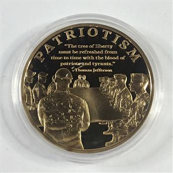 24K Gold Layered 1.5" Diameter, 1oz Proof Copper Round*The American ...