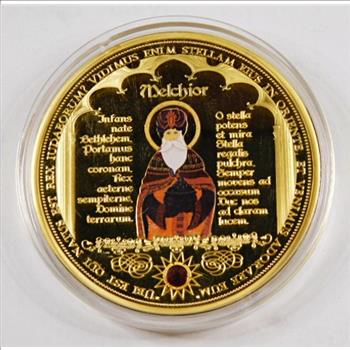 24K Gold Layered 70mm Medallion with Gem Commemorating Melchior*In ...